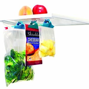 Zip Bag Holder, Best Fridge Storage Hack - Suction Cups Hold Baggies Under Refrigerator Shelves for Easy Removal, Just Slide In or Out of Clip, Holds Up to One Gallon Zip or Freezer Baggy (2 pack)