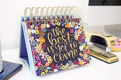 bloom daily planners Undated Perpetual Desk Easel/Inspirational Standing Flip Calendar - (5.25" x 5.5") (The Best is Yet to Come)