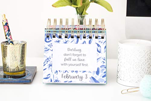 bloom daily planners Undated Perpetual Desk Easel/Inspirational Standing Flip Calendar - (5.25" x 5.5") (The Best is Yet to Come)