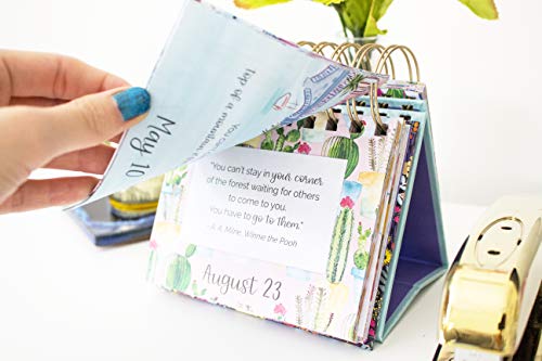 bloom daily planners Undated Perpetual Desk Easel/Inspirational Standing Flip Calendar - (5.25" x 5.5") (The Best is Yet to Come)