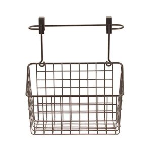 spectrum diversified duo towel bar & medium basket no installation 2-in-1 cabinet basket & towel bar, under sink rustic farmhouse storage & organization, bronze