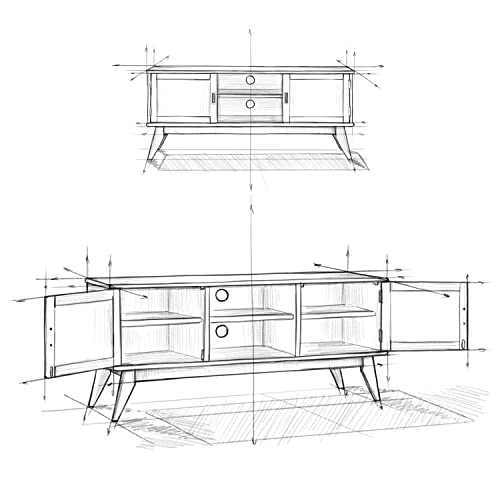 SIMPLIHOME Draper SOLID WOOD Universal TV Media Stand, 60 Inch Wide, Modern Industrial, Living Room Entertainment Center, for Flat Screen TVs up to 70 Inch in Teak Brown