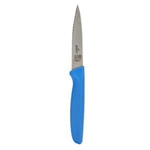 The Kosher Cook Dairy Blue Kitchen Knife - 4” Steak and Vegetable Knife - Razor Sharp Pointed Tip, Serrated Edge - Color Coded Kitchen Tools