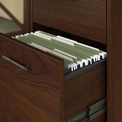 Bush Furniture Key West 48W Writing Desk with 2 Drawer Mobile File Cabinet in Bing Cherry