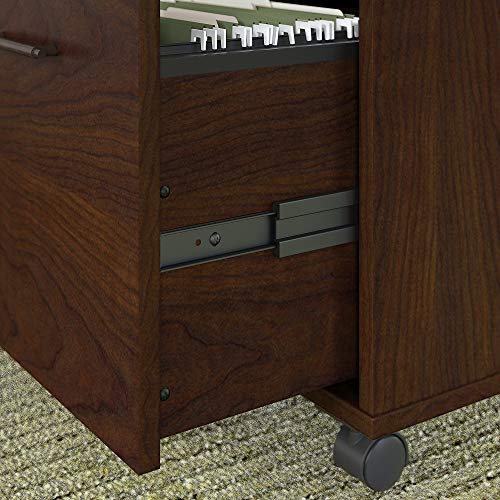 Bush Furniture Key West 48W Writing Desk with 2 Drawer Mobile File Cabinet in Bing Cherry