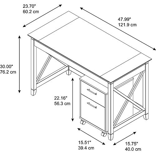 Bush Furniture Key West 48W Writing Desk with 2 Drawer Mobile File Cabinet in Bing Cherry