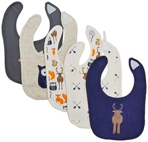 hudson baby unisex baby cotton bibs, forest, one size