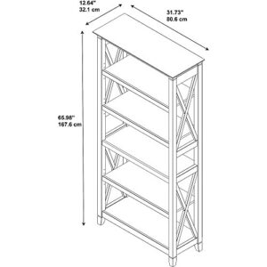 Bush Furniture Key West Shelf | Open Bookcase | Farmhouse Display Library, Bedroom, Living Room, Office | Tall Accent Cabinet, Bing Cherry