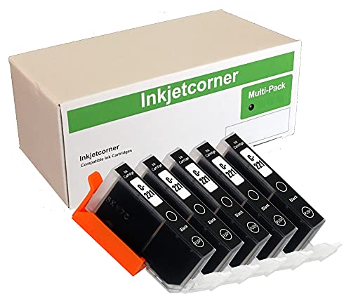 Inkjetcorner Compatible Ink Cartridge Replacement for CLi-221BK CLI-221 for use with iP3600 iP4600 iP4700 MP560 MP620 MP640 MX860 MX870 (Small Black, 5-Pack)