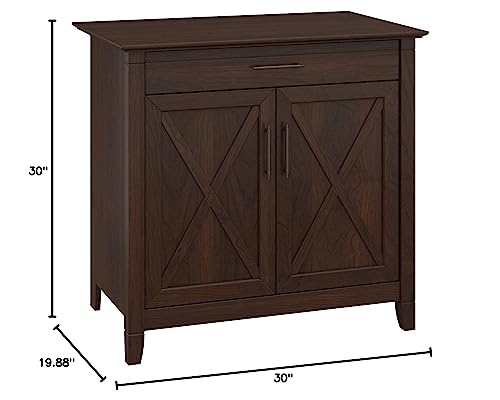 Bush Furniture Key West Secretary Hidden Home Office | Modern Farmhouse Desk for Small Spaces, 30W x 20D, Bing Cherry