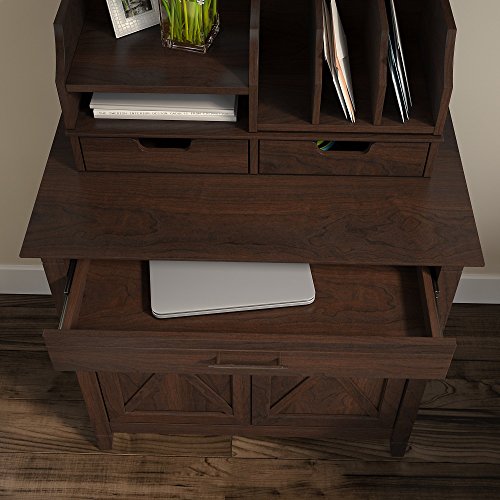 Bush Furniture Key West Secretary Hidden Home Office | Modern Farmhouse Desk for Small Spaces, 30W x 20D, Bing Cherry