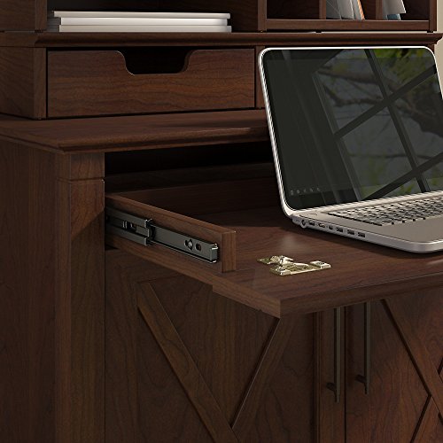 Bush Furniture Key West Secretary Hidden Home Office | Modern Farmhouse Desk for Small Spaces, 30W x 20D, Bing Cherry