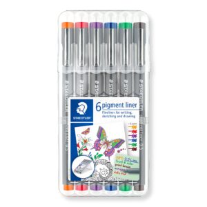 STAEDTLER 30805-SSB6 0.5 mm Coloured Pigment Liner, Multi-Colour, Pack of 6