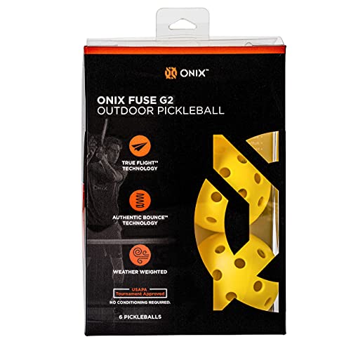 Onix Fuse G2 Outdoor Pickleball Balls - Yellow and Neon Pickleballs - 3 and 6 Packs of Pickleball Balls