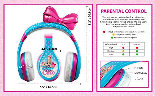 eKids JoJo Siwa Headphones for Kids, Volume Limited Headphones with Parental Controls, Childrens Headphones for School, Home, Travel, Designed for Fans of JoJo Siwa Gifts for Girls