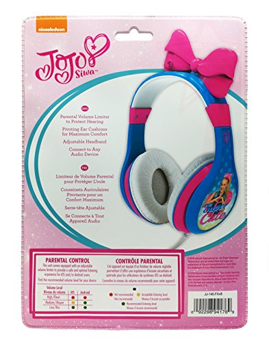 eKids JoJo Siwa Headphones for Kids, Volume Limited Headphones with Parental Controls, Childrens Headphones for School, Home, Travel, Designed for Fans of JoJo Siwa Gifts for Girls