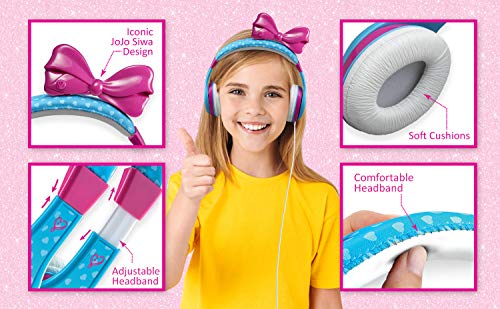 eKids JoJo Siwa Headphones for Kids, Volume Limited Headphones with Parental Controls, Childrens Headphones for School, Home, Travel, Designed for Fans of JoJo Siwa Gifts for Girls