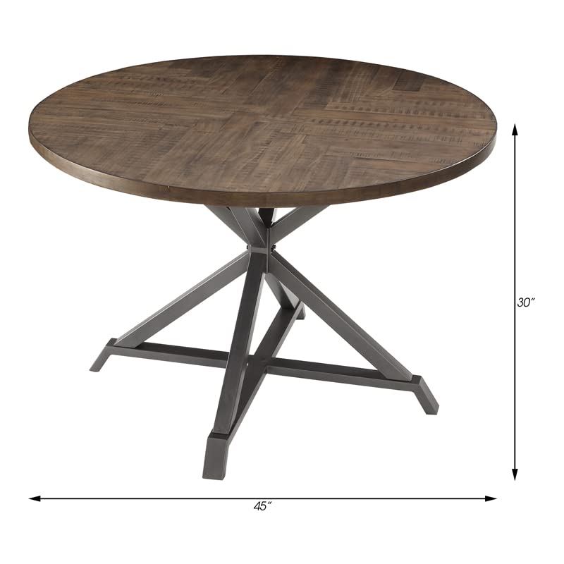 Homelegance Fideo 45" Round Industrial Style Dining Table, Pine,Brown