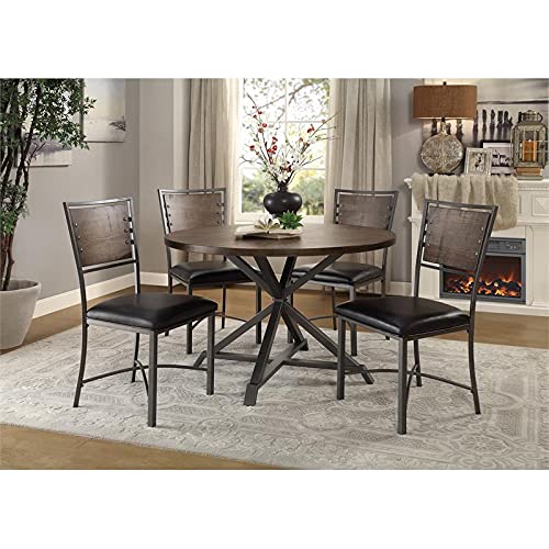 Homelegance Fideo 45" Round Industrial Style Dining Table, Pine,Brown