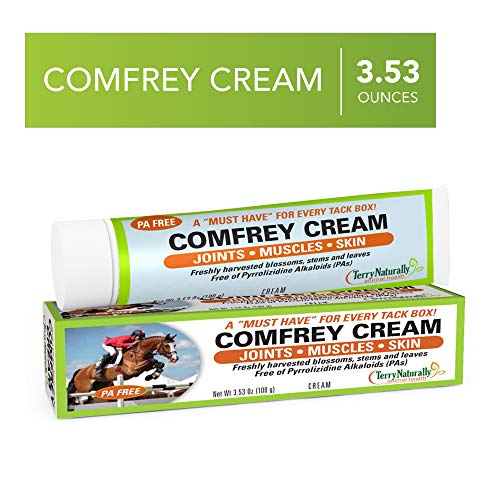 Terry Naturally Animal Health Comfrey Cream - 3.53 oz (100 g) - Topical Botanical for Horses and Dogs - Support for Joints, Muscles & Skin - External Application