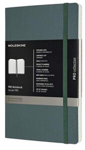 moleskine pro notebook, soft cover, large (5" x 8.25") professional project planning, forest green, 192 pages