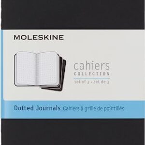 Moleskine Cahier Journal, Soft Cover, Pocket (3.5" x 5.5") Dotted, Black, 64 Pages (Set of 3)