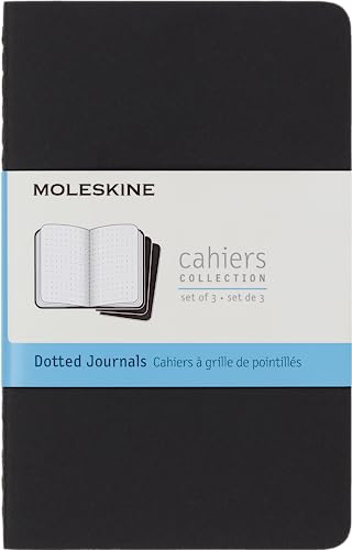 Moleskine Cahier Journal, Soft Cover, Pocket (3.5" x 5.5") Dotted, Black, 64 Pages (Set of 3)