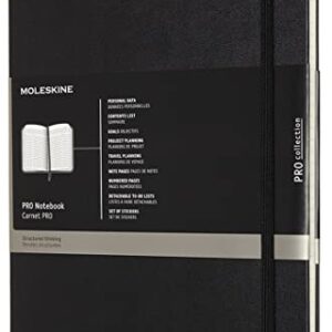 Moleskine PRO Notebook, Hard Cover, XL (7.5" x 9.5") Professional Project Planning, Black, 192 Pages