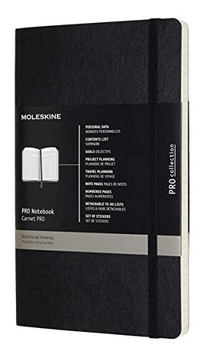 Moleskine PRO Notebook, Soft Cover, Large (5" x 8.25") Professional Project Planning, Black, 192 Pages