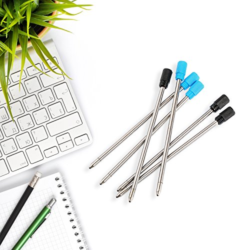 TecUnite 2.75 Inch Ballpoint Pen Refills for Diamond Crystal Stylus Pens and Ballpoint Pens with Black Velvet Bag, 20 Pieces (Black and Blue Refill)