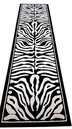 Americana Animal Skin Print Zebra Rug Black and Pure White Design 132 (2 Feet X 7 Feet 3 Inch)