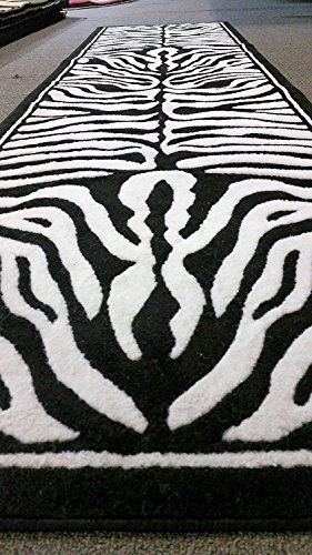 Americana Animal Skin Print Zebra Rug Black and Pure White Design 132 (2 Feet X 7 Feet 3 Inch)