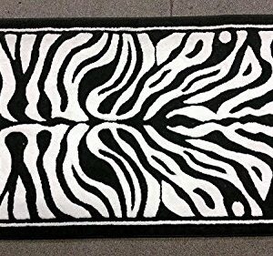 Americana Animal Skin Print Zebra Rug Black and Pure White Design 132 (2 Feet X 7 Feet 3 Inch)