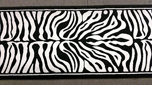 Americana Animal Skin Print Zebra Rug Black and Pure White Design 132 (2 Feet X 7 Feet 3 Inch)