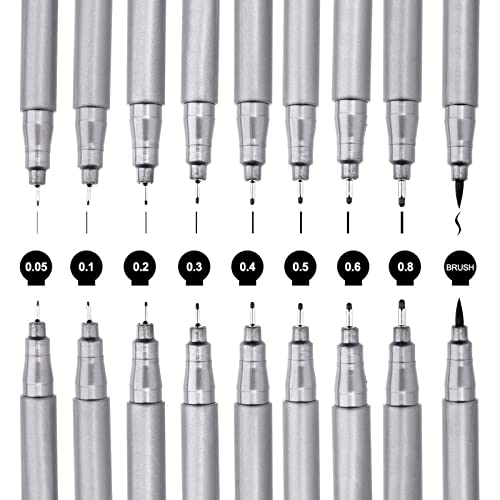 JOVITEC Black Pigment Fineliner Ink Micro Pens Waterproof Black Pen Set for Art Sketching Writing, 18 Pieces