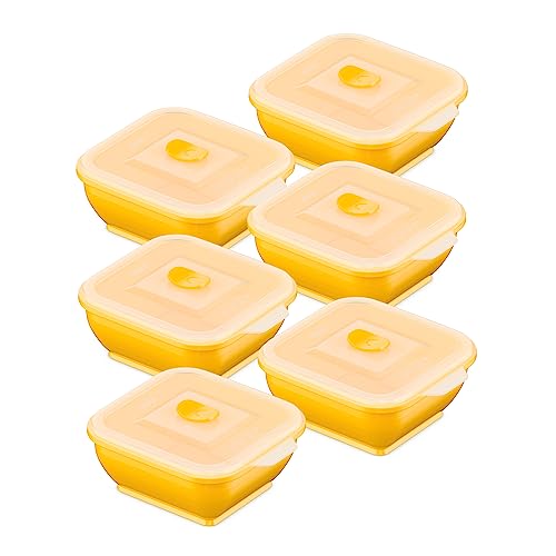 Collapse-it Silicone Food Storage Containers, 6-piece Rectangle Set (Size - 2 Cup Each, 6 Pack Total Qty) Oven, Microwave and Freezer Safe