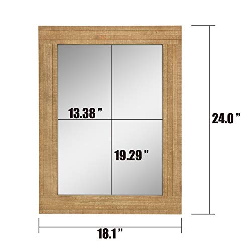 Stonebriar Rectangle Natural Wood Hanging Wall Mirror, Medium, Brown