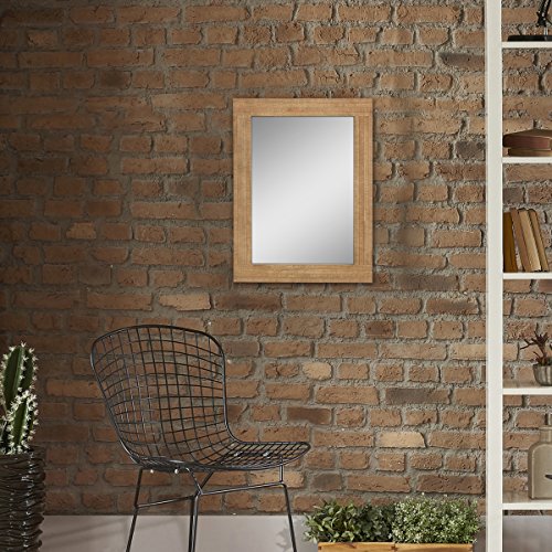 Stonebriar Rectangle Natural Wood Hanging Wall Mirror, Medium, Brown