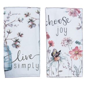 kay dee designs kitchen towel set (2 pc) - choose joy and live simply - terry hand towels,white