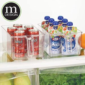 mDesign Plastic Kitchen Pantry Cabinet Refrigerator Food Storage Organizer Bin Holder with Handle - for Organizing Individual Packets, Snacks Food, Produce, Pasta - 2 Pack, Large, Clear