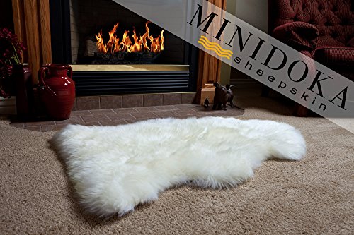 Desert Breeze Distributing Premium Single Pelt, Genuine New Zealand Sheepskin Rug, 41 inch Length, Ivory Color, Thick Soft Luxurious Natural Wool, by Minidoka Sheepskin…