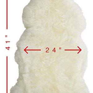 Desert Breeze Distributing Premium Single Pelt, Genuine New Zealand Sheepskin Rug, 41 inch Length, Ivory Color, Thick Soft Luxurious Natural Wool, by Minidoka Sheepskin…