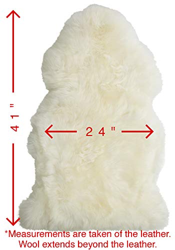 Desert Breeze Distributing Premium Single Pelt, Genuine New Zealand Sheepskin Rug, 41 inch Length, Ivory Color, Thick Soft Luxurious Natural Wool, by Minidoka Sheepskin…