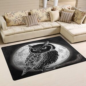 wozo black moon night owl area rug rugs non-slip floor mat doormats living dining room bedroom dorm 60 x 39 inches inches home decor