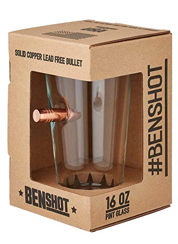 BenShot Pint Glass with Real 0.50BMG Bullet - 16oz | Made in the USA