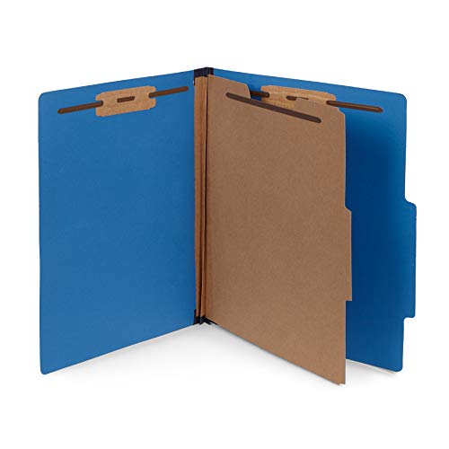 10 Dark Blue Classification Folders - 1 Divider - 2 Inch Tyvek Expansions - Durable 2 Prongs Designed to Organize Standard Medical Files, Office Reports - Letter Size, Dark Blue, 10 Pack