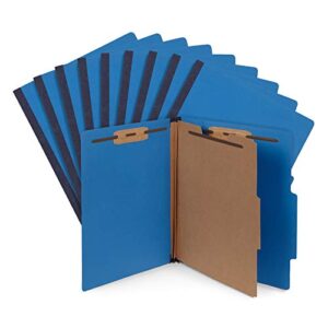 10 Dark Blue Classification Folders - 1 Divider - 2 Inch Tyvek Expansions - Durable 2 Prongs Designed to Organize Standard Medical Files, Office Reports - Letter Size, Dark Blue, 10 Pack