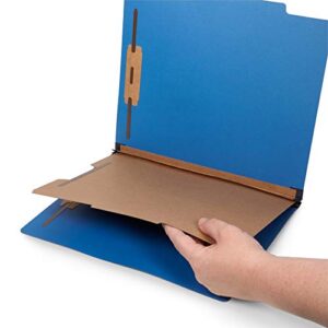 10 Dark Blue Classification Folders - 1 Divider - 2 Inch Tyvek Expansions - Durable 2 Prongs Designed to Organize Standard Medical Files, Office Reports - Letter Size, Dark Blue, 10 Pack