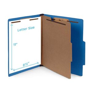 10 Dark Blue Classification Folders - 1 Divider - 2 Inch Tyvek Expansions - Durable 2 Prongs Designed to Organize Standard Medical Files, Office Reports - Letter Size, Dark Blue, 10 Pack