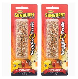 higgins 2 pack veggie fruit sunburst gourmet bird treat sticks for parakeets, lovebirds & cockatiels